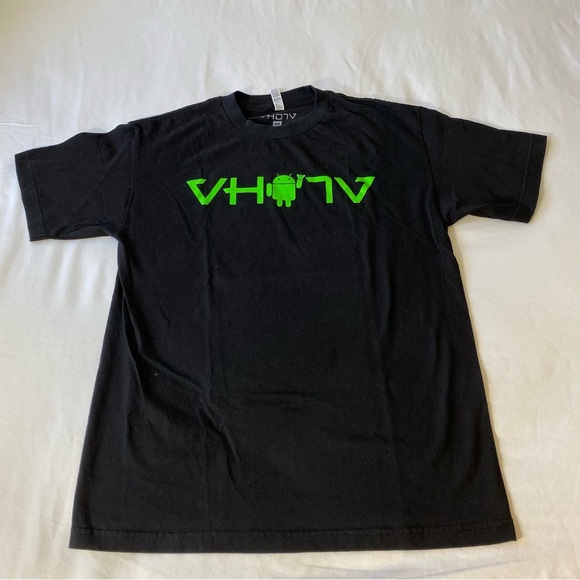 VHO7V | Shirts | Black Tee Shirt With Fluorescent Green Vh7v Logo Front ...